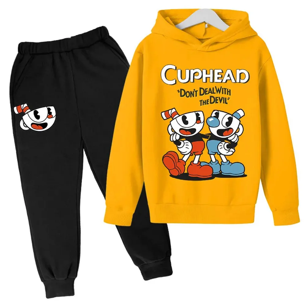 Kids-Clothes-Game-Cuphead-Mugman-cotton-hoodie-pants-2-piece-Spring ...