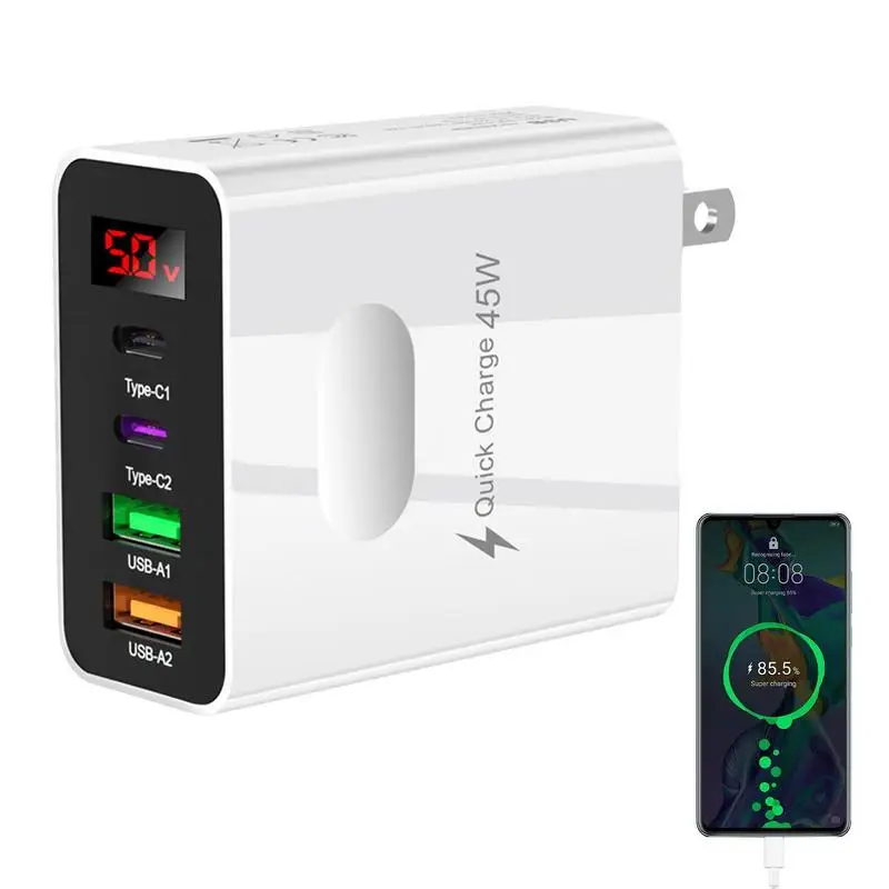 USB-Charger-Block-45W-USB-Multiport-Charging-Cube-With-Digital-Display ...