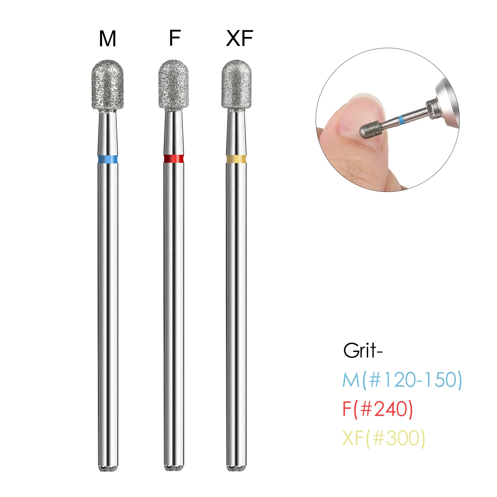 Manicure Drill Bits Diamond Nail Drill Tips Milling Cutter Bit Nails 3/ ...