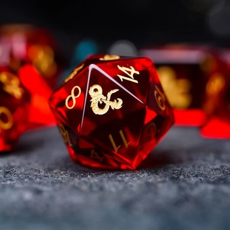 Handmade Engraved Dragon Fire D20 Dice Red Green Blue Glass Dolphin ...
