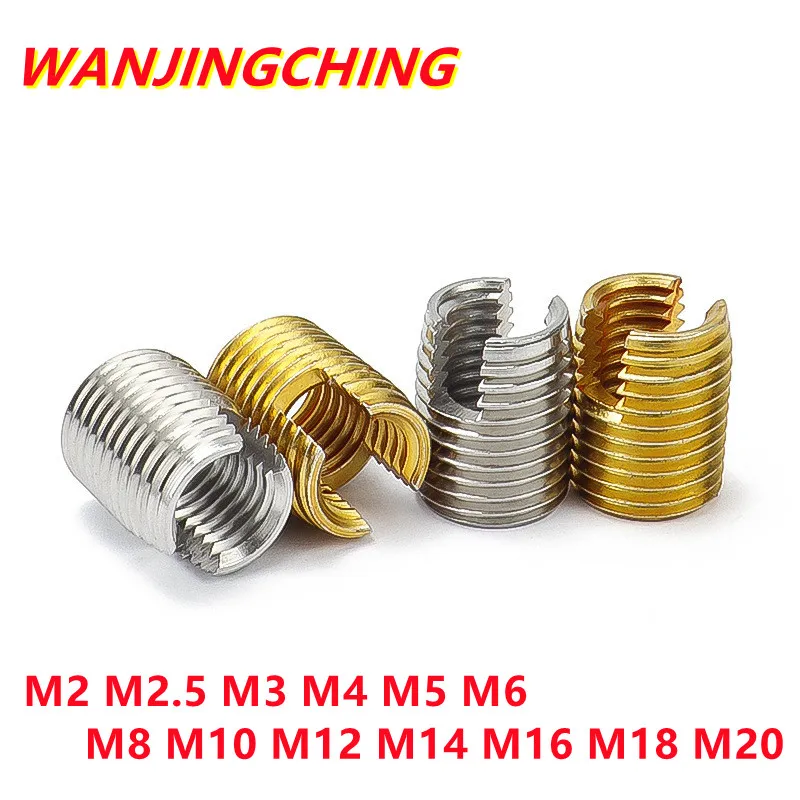 1-10pcs-Self-Tapping-Threaded-Inserts-M2-M20-Stainless-Steel-Carbon ...
