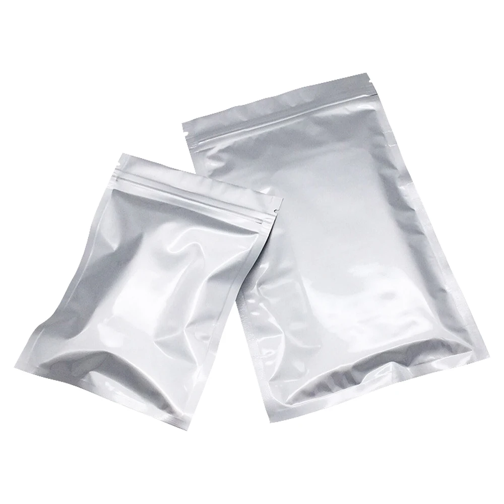 100Pcs-Silver-Pure-Aluminum-Foil-Food-Storage-ZipLock-Bags-Thick-Smell ...
