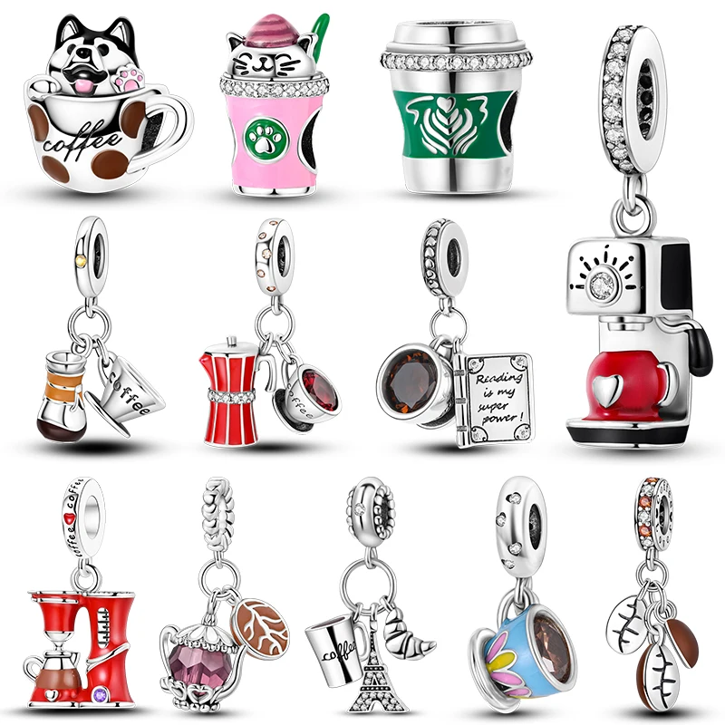 Coffee Cup Charms 925 Silver Beads For Woman Fit Original Bracelet ...