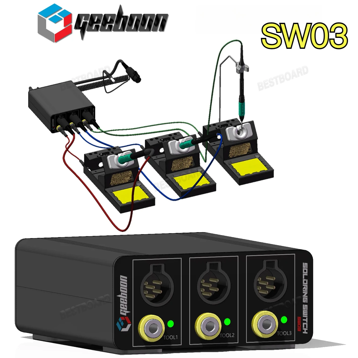 SW03 Soldering Station with 6 Pin Handle Switch Operates 3 Desoldering ...