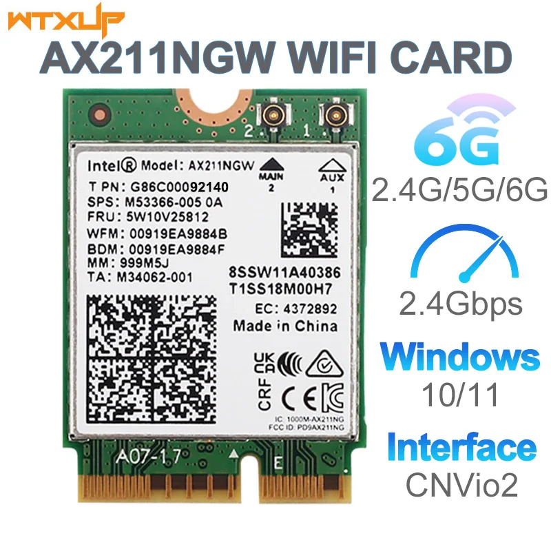 Wi-Fi6E-Intel-AX211-M-2-Key-E-CNVio2-Wifi-Card-Dual-Band-5374Mbps ...