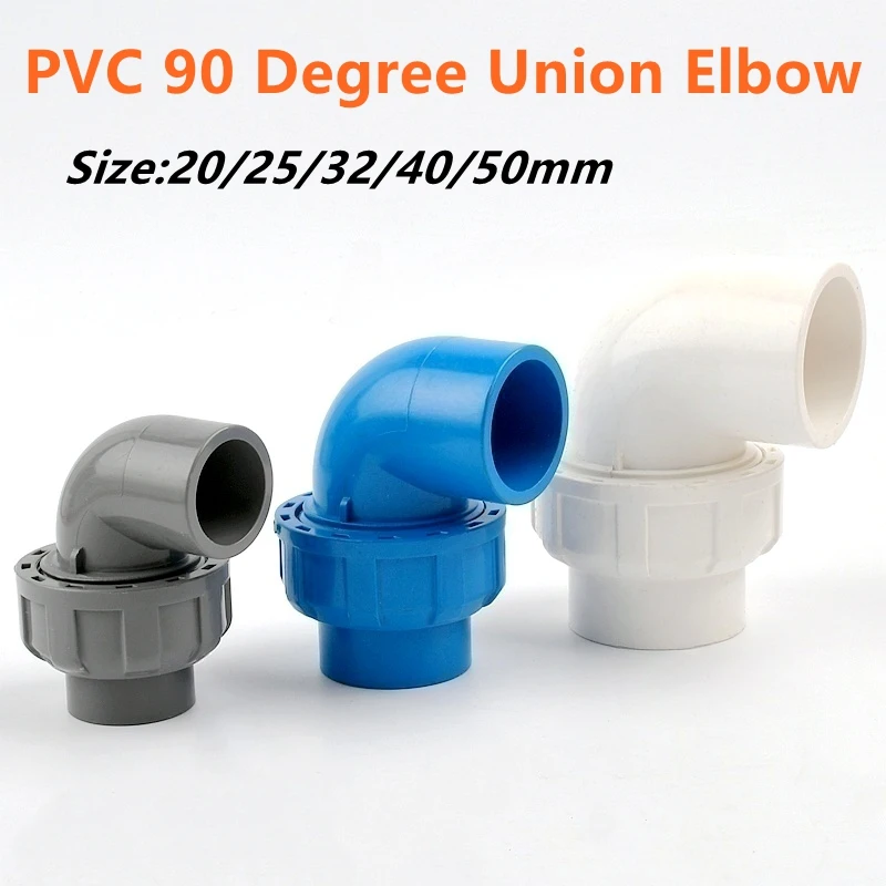 1PC I.D 20~50mm PVC 90 Degree Union Elbow Pipe Connectors Aquarium Fish ...