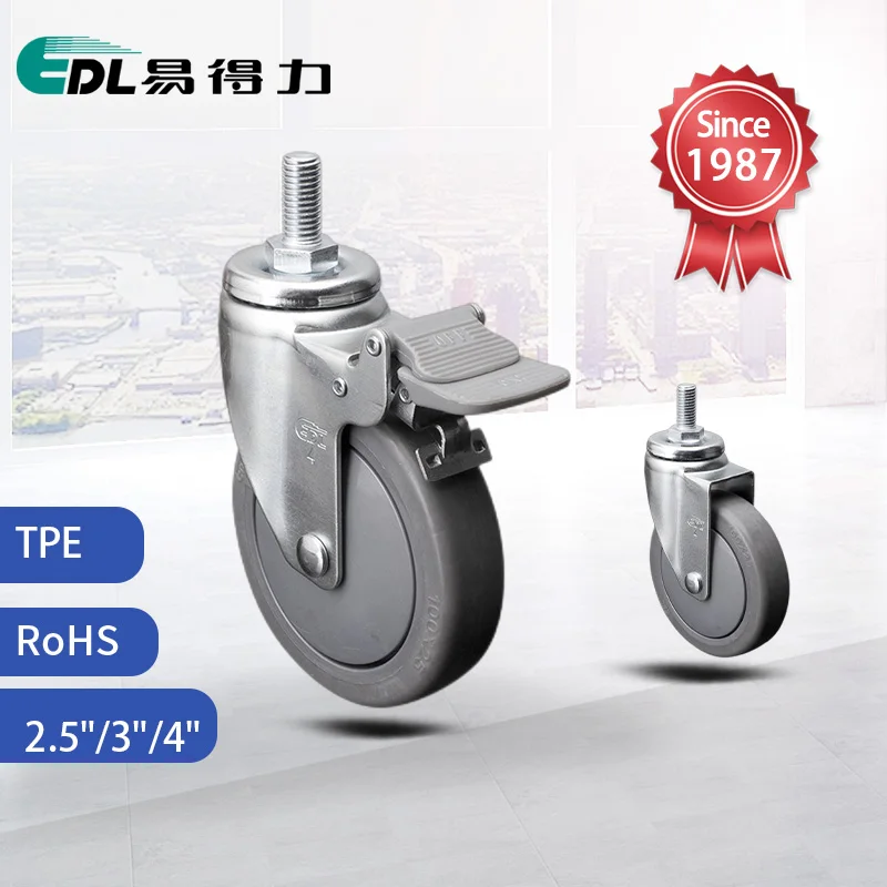 EDL-Light-Duty-Caster-371-57-Loading-70kgs-TPE-Threaded-Swivel-Caster ...