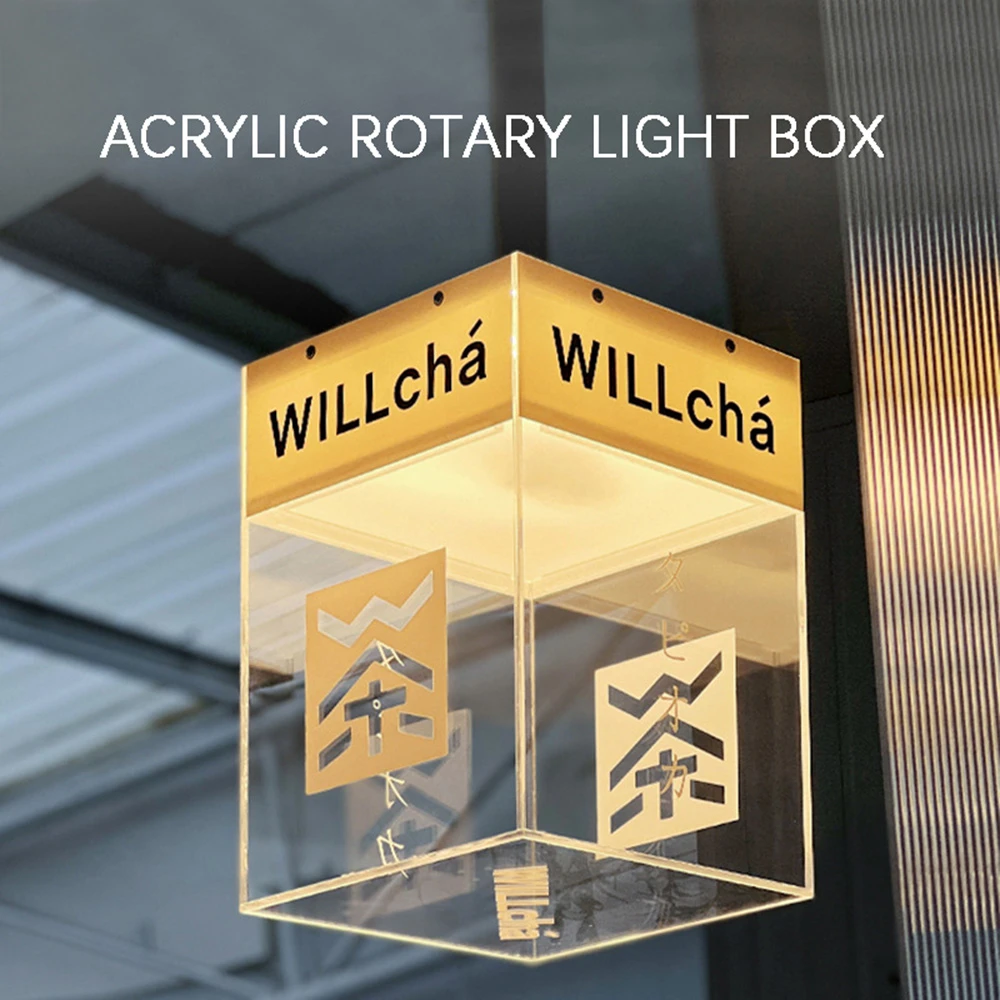 Transparent Acrylic LED Rotating light box 360 degree rotating display shop signboard