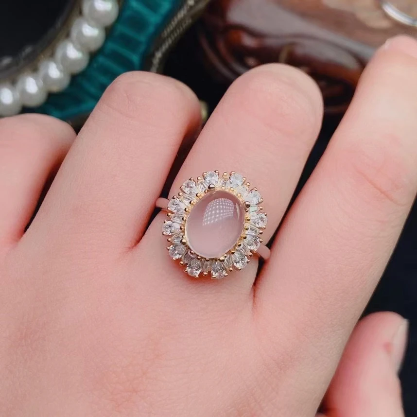 Colifelove 100% Real Rose Quartz Ring 8mm*10mm 3ct Natural Rose Quartz ...