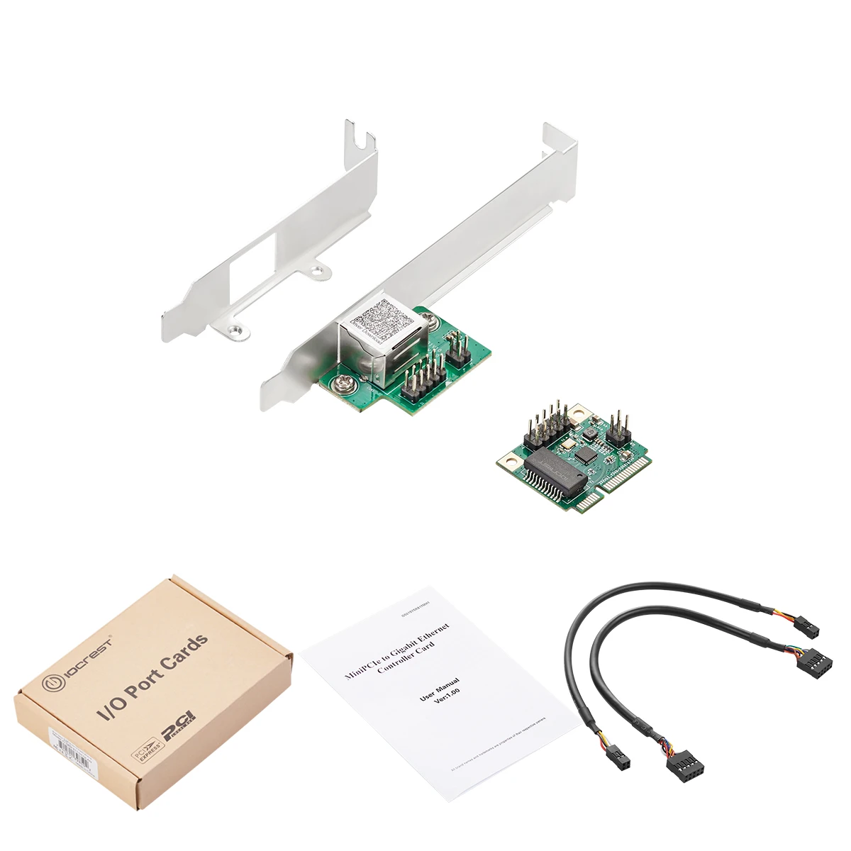 IOCREST Mini PCIe 1000M Gigabit Ethernet RJ45 Port Adapter 10/100/1000 ...
