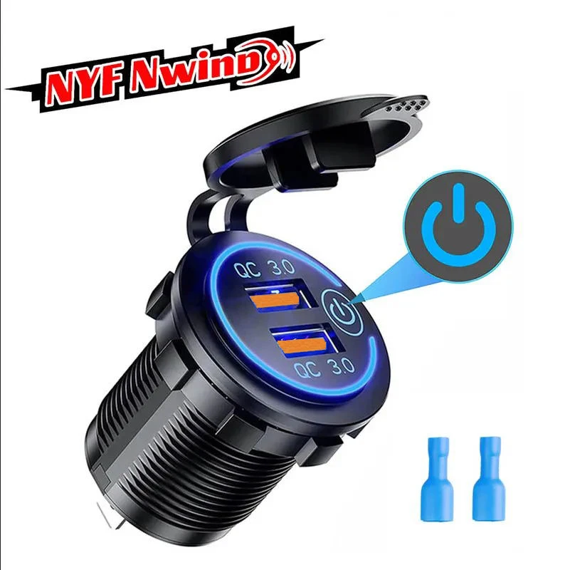 Dual-QC-3-0-Dual-USB-Fast-Car-Charger-Socket-12V-24V-waterproof-with ...