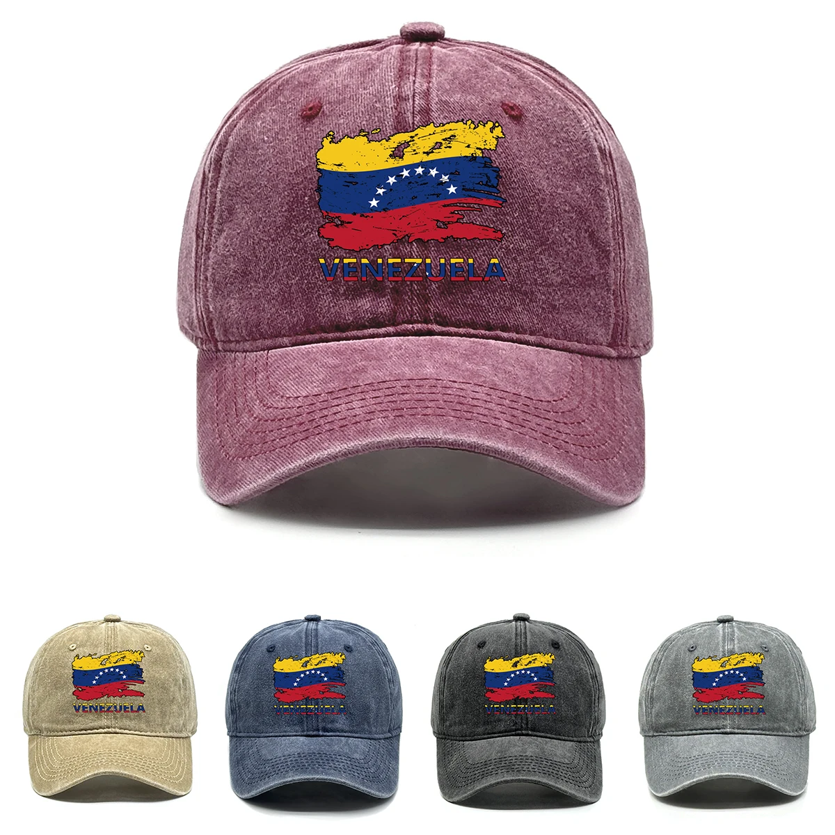 Venezuela Flag Sun Protect Hat Adjustable Strap Solid Color Cotton ...