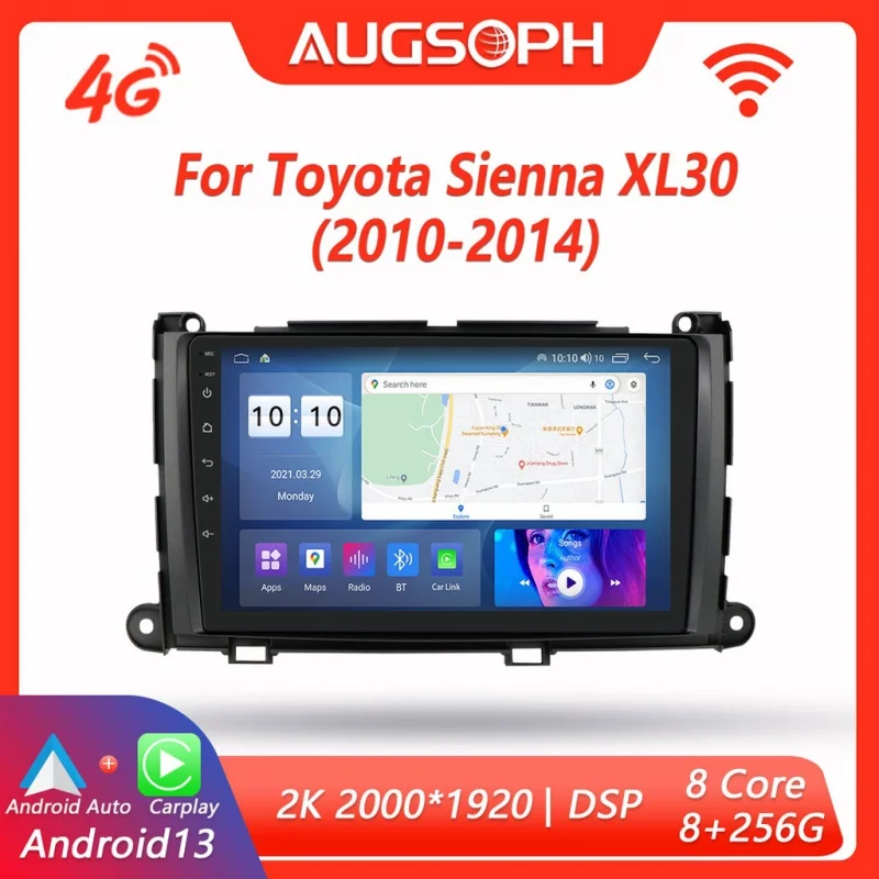Android-13-Car-Radio-for-Toyota-Sienna-XL30-2010-2014-9inch-2K ...