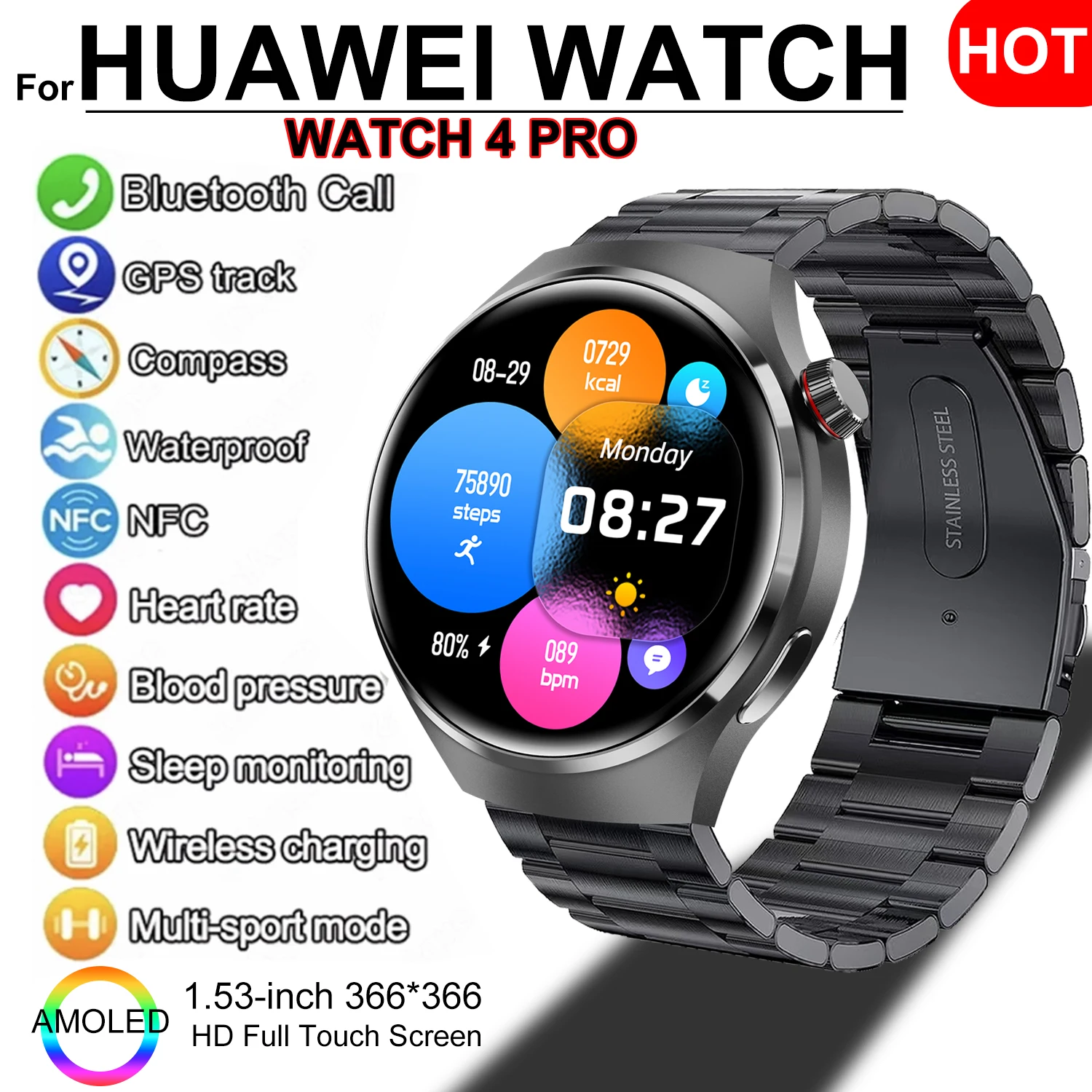 Smart-Watch-4-Pro-With-AMOLED-HD-Screen-for-Men-and-Women-Bluetooth ...