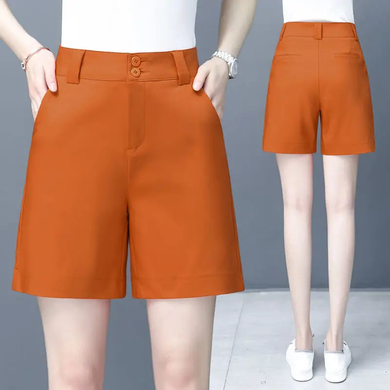 Women 2025 Summer New Solid Color Thin Short Pants Female High Waist ...