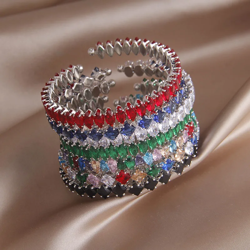New-Design-Multicolor-Crystal-Waterdrop-Open-Bangles-bracelets-for ...