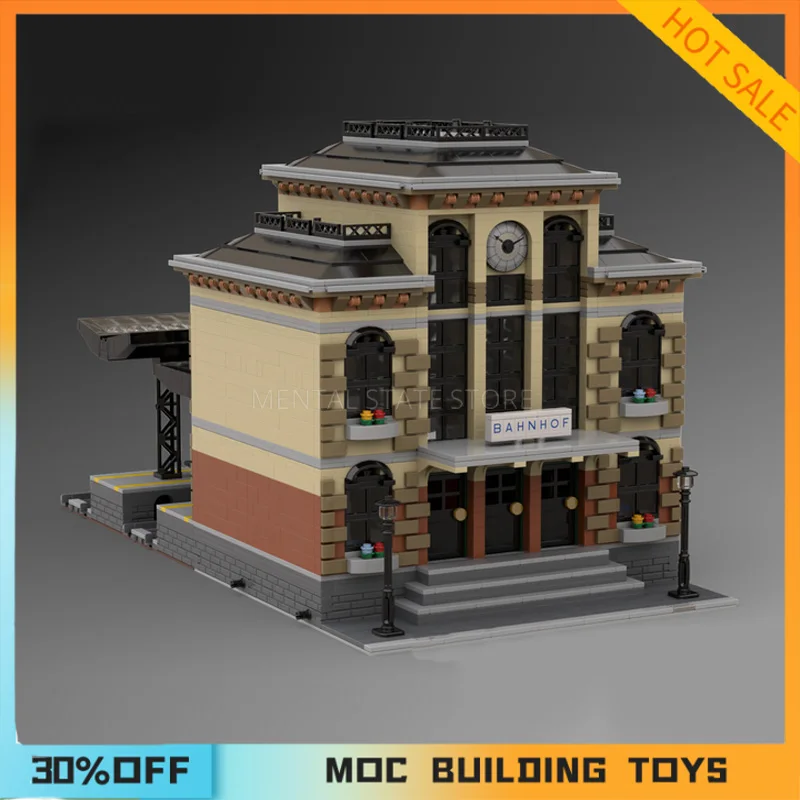 3619PCS-Customized-MOC-Modular-German-Train-Station-Model-Building ...