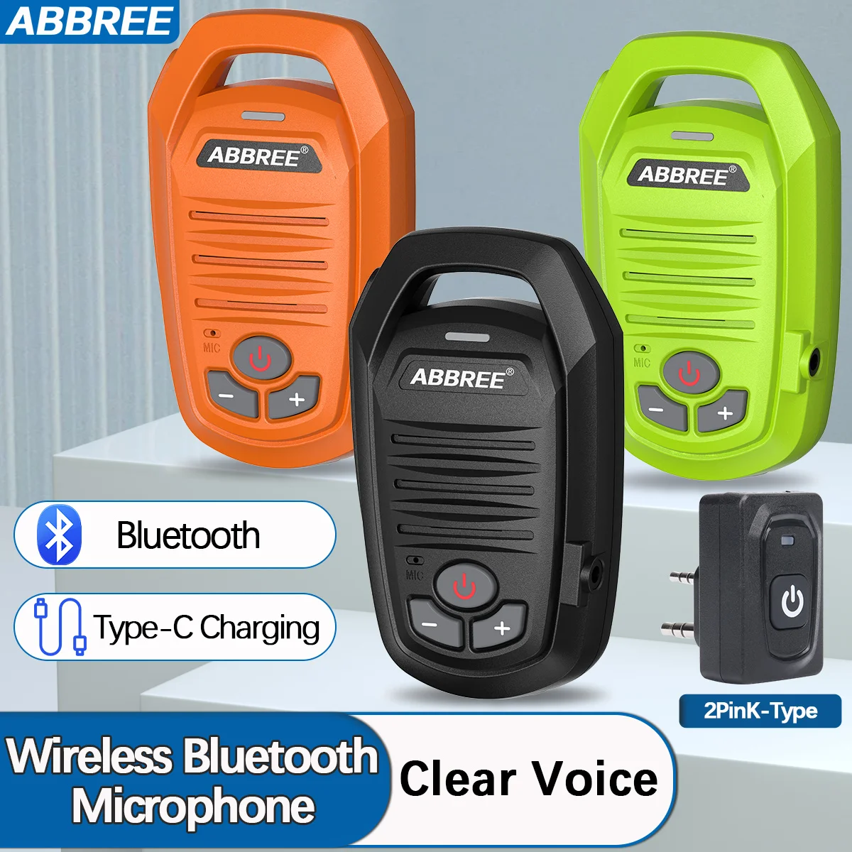 ABBREE Wireless Bluetooth Handheld Speaker Mic For BaoFeng UV-21 PRO V2 ...