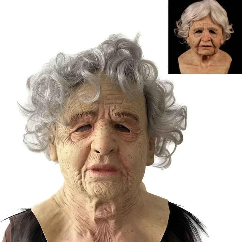 Old-Lady-Mask-Elderly-Halloween-Decoration-Woman-Mask-Cosplay-Grandma ...