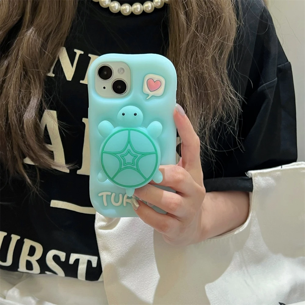 Japan-cute-3D-turtle-stand-glow-in-the-dark-silicone-phone-case-for ...