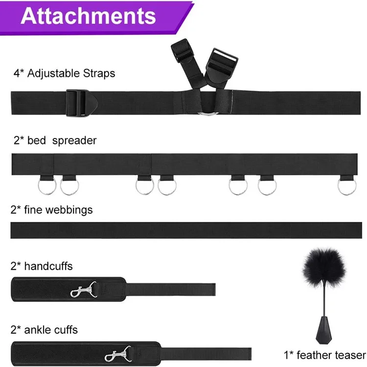 Bed Restraint Kit Under Mattress Restraint Bondage Set with Wrist Ankle ...