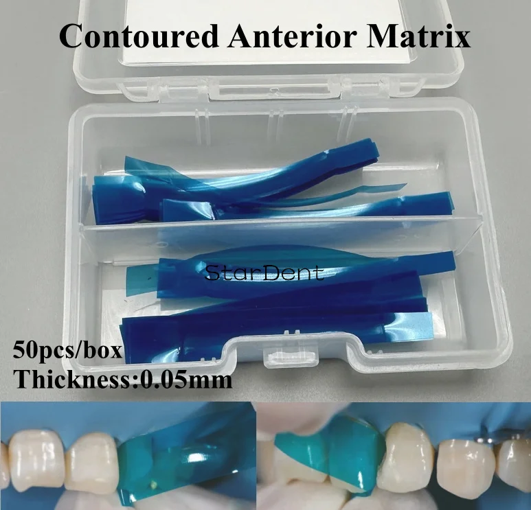 Matriz-frontal-contorneada-Dental-tira-de-poli-ster-transparente-azul ...