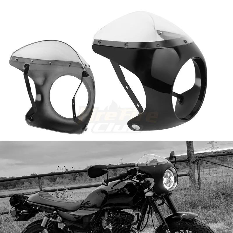 Motorcycle-7-Headlight-Fairing-Retro-Cafe-Racer-Protector-For-Harley ...