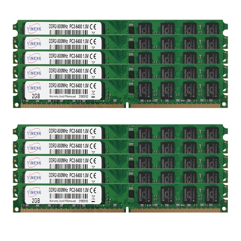 10pcs Ddr2 2gb 667mhz 800mhz Udimm Ram Pc2-5300 6400 240 Pins 1.8v Non ...