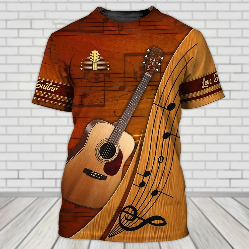Music Jazz T-shirt 3D Print Sax Guitar Clarinet Men's T-shirt Classic ...