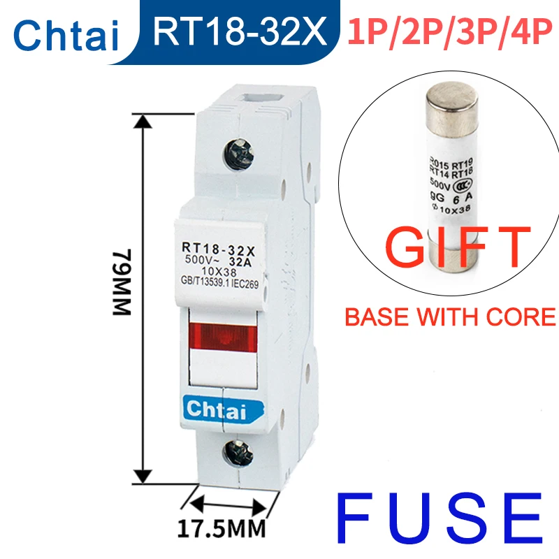 RT18-32X 1/2/3/4P 2/3/4/5/6/8/10/16/20/25/32A Din Rail mounting Fuse ...