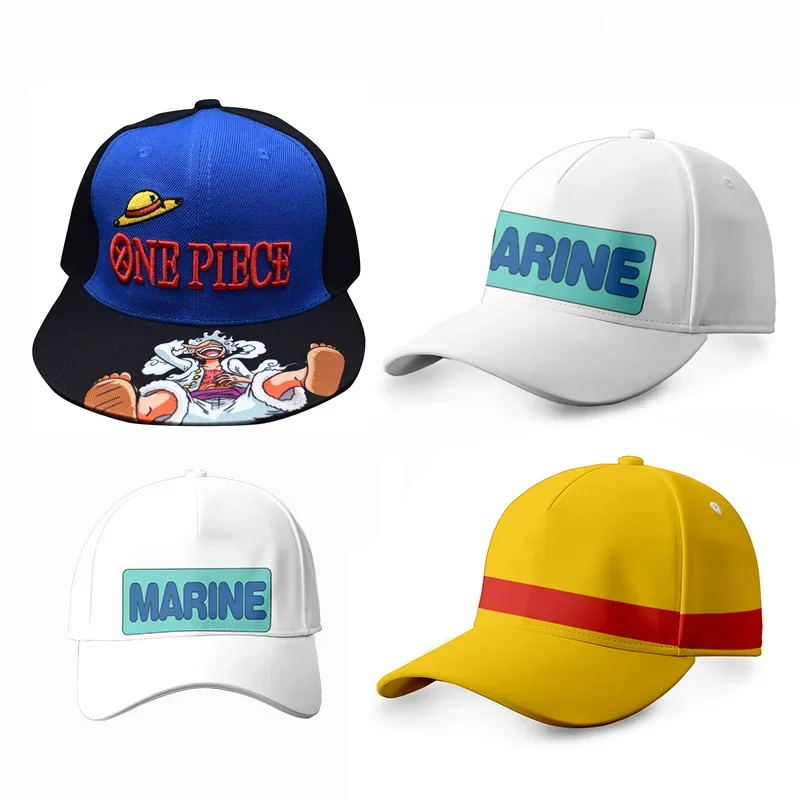 Anime One Piece Luffy MARINE Baseball Caps for Men Women Cartoon ...