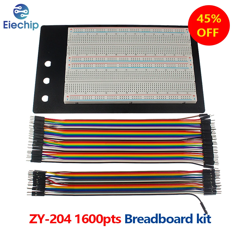ZY-204-1600pts-Breadboard-20cm-Dupont-Wire-Kit-20-40Pin-Male-To-Male ...