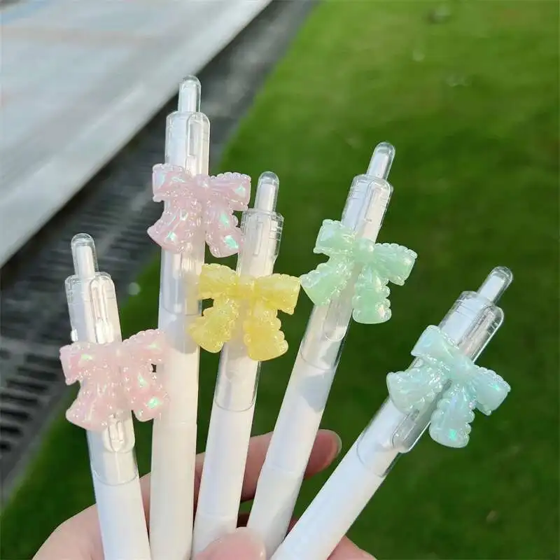 1 Piece Lytwtw's Cute Bow Gel Pen Creative Press Office School Supplies ...