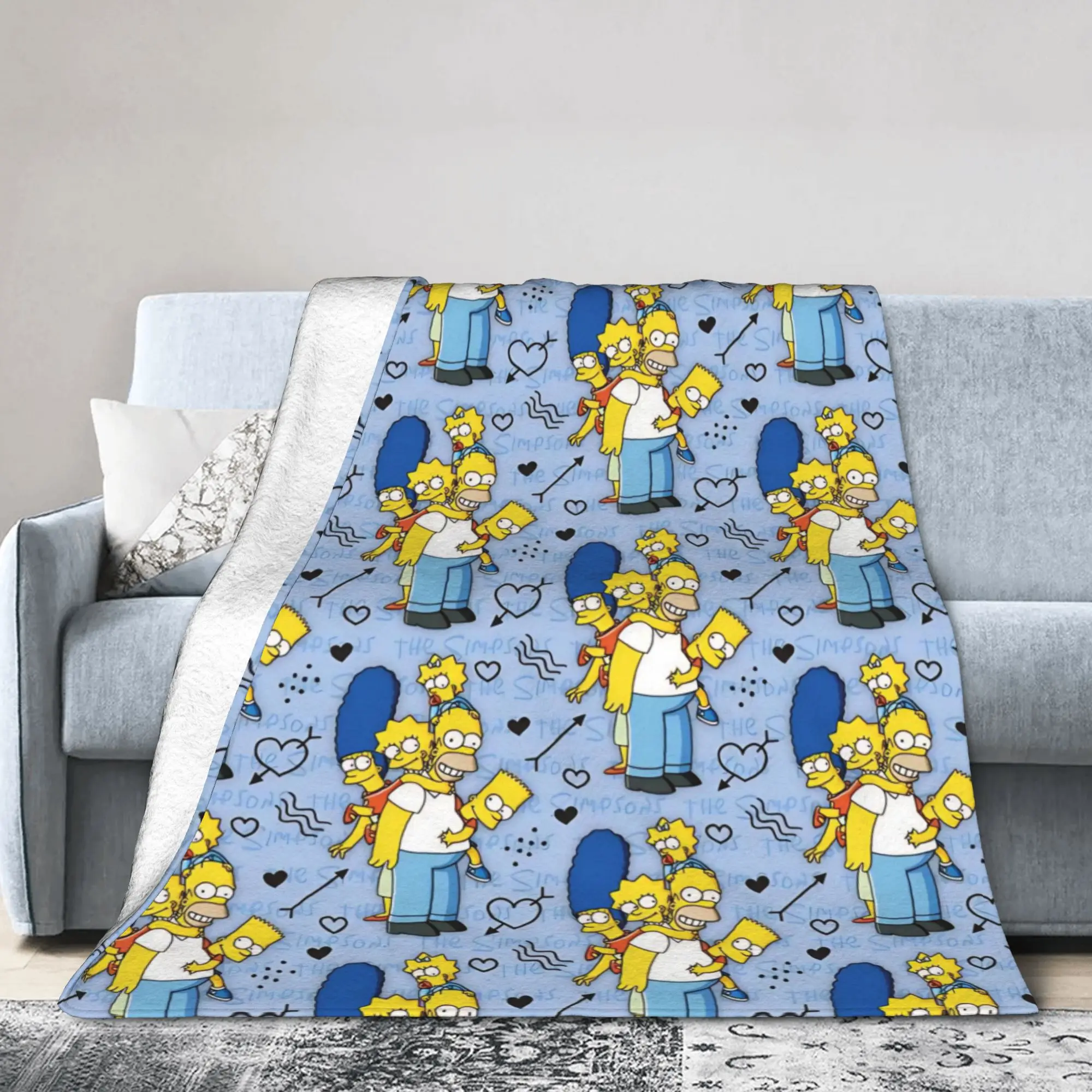 The S-Simpsons Pattern Blankets Flannel Vintage Warm Throw Blankets for ...