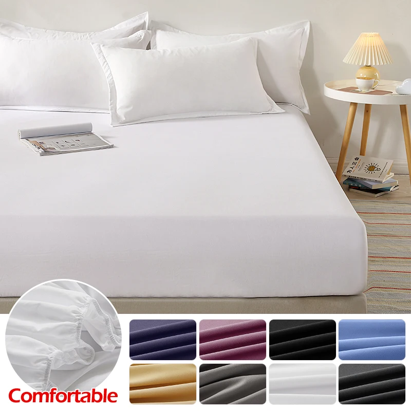 White-Fitted-Bed-Sheets-Elastic-Mattress-Cover-Band-Anti-slip ...