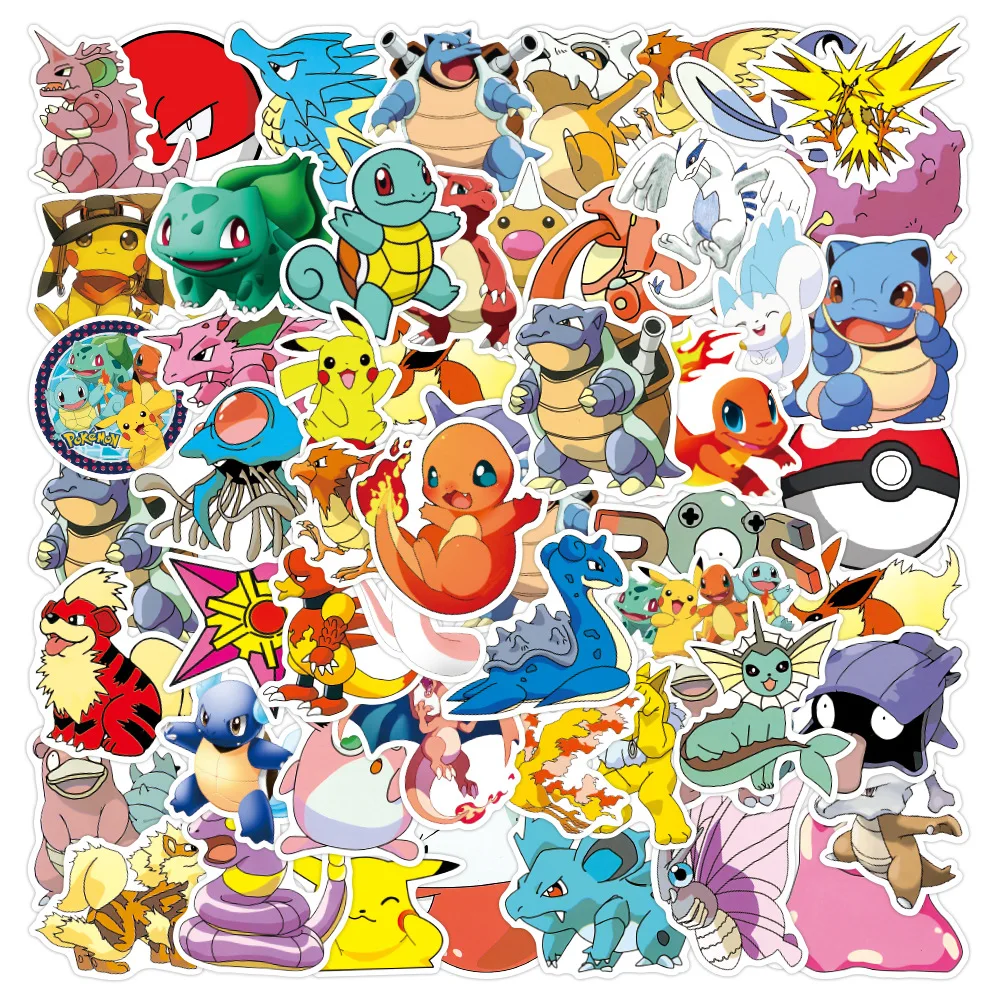 50pcs Kawaii Pokemon Anime Stickers Pikachu Stickers Laptop Suitcase ...