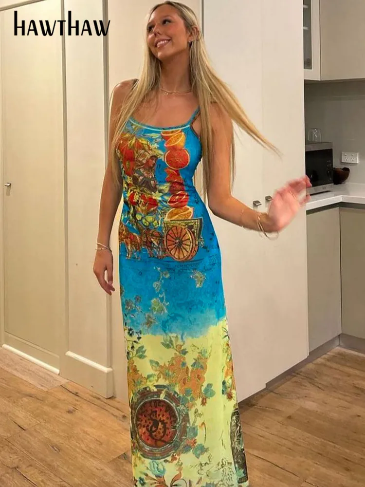 Hawthaw Women Fashion Party Club Beach Vacation Streetwear Bodycon Long ...