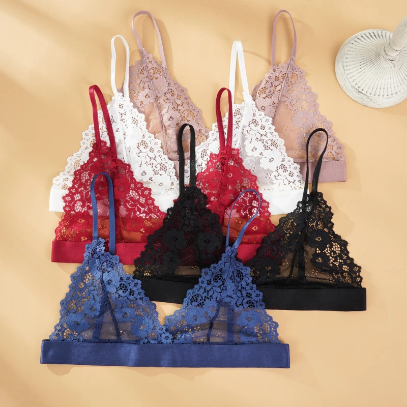 Sexy Flower Lace Ultrathin Bra Women's Sexy Hollow Out Bralette Female ...