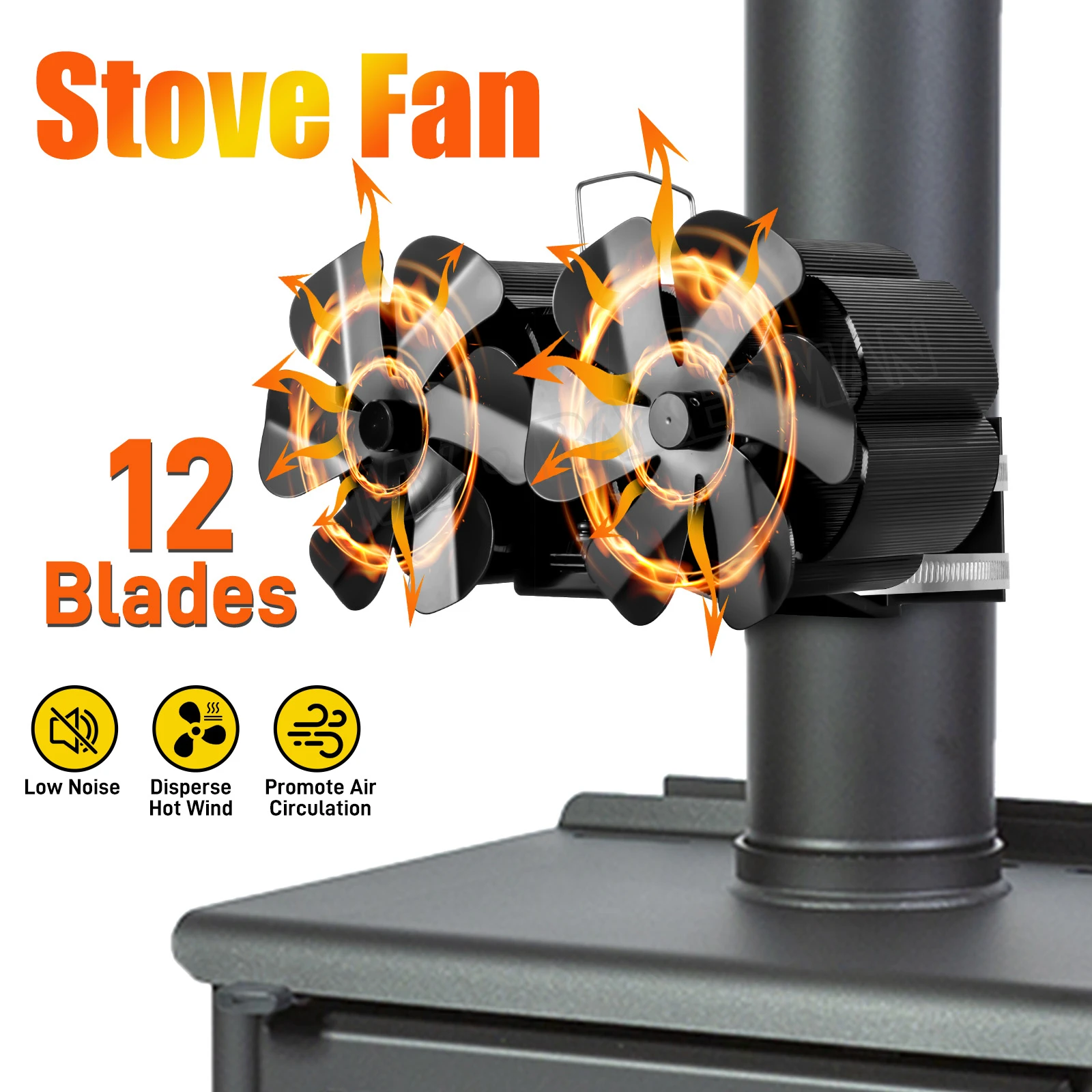 Multiple Mini Fireplace Heat Powered Stove Fan Log Wood Burner Ecofan ...