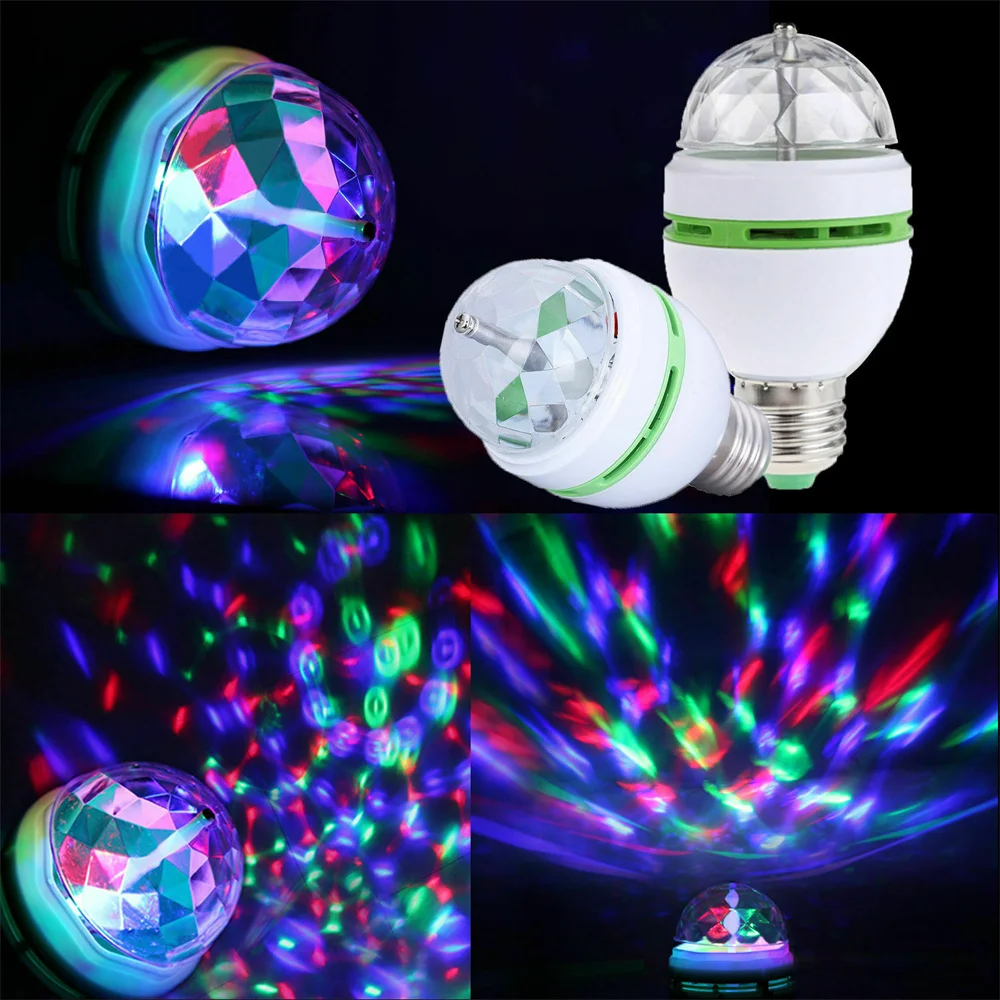 풀 컬러 Led 크리스탈 무대 조명 회전 Dj 파티 전구 램프 Rgb 볼 스테이지 전구 디스코 크리스마스 다채로운 회전