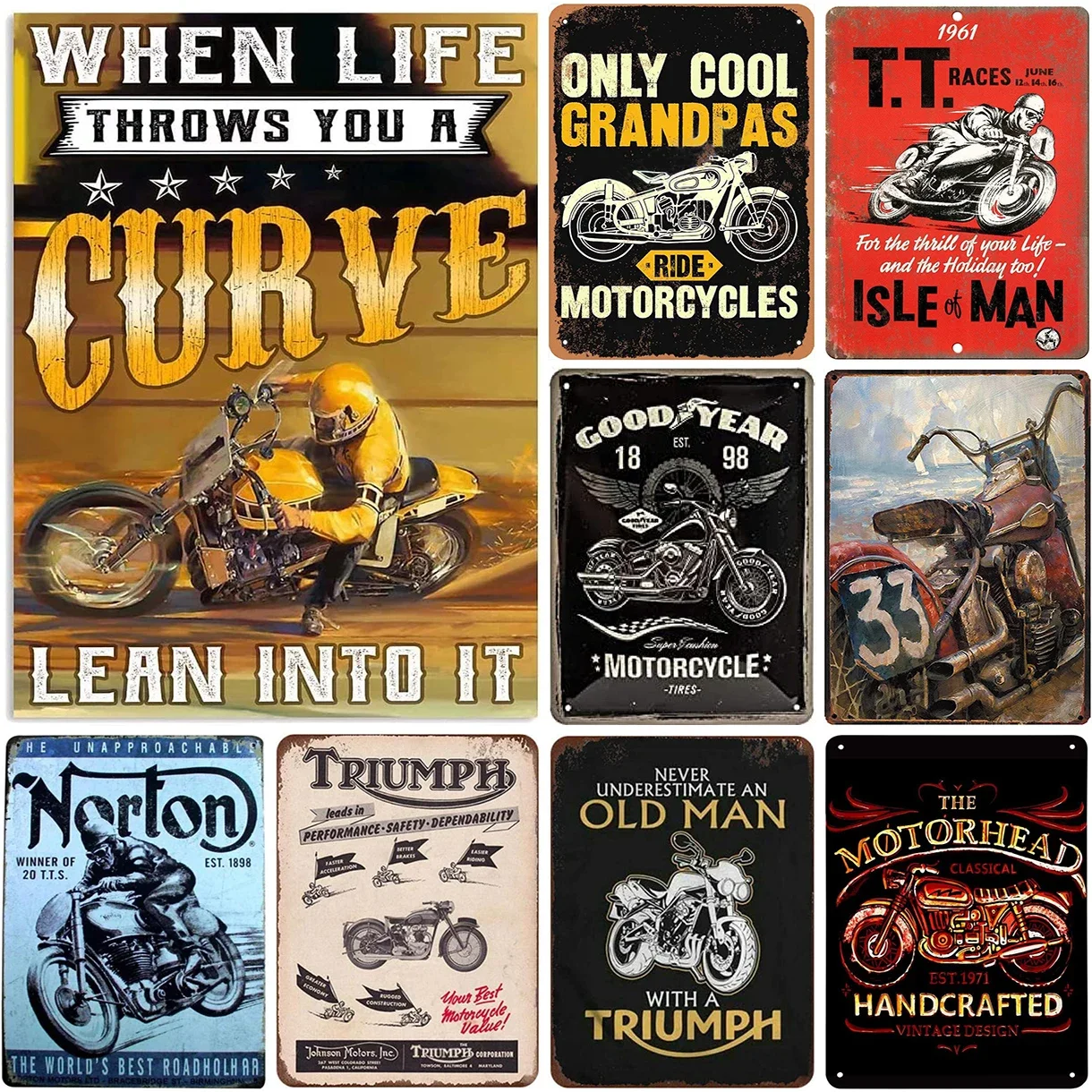 Norton-Triumph-Motorcycle-Metal-Tin-Signs-Vintage-Wall-Posters-Retro ...