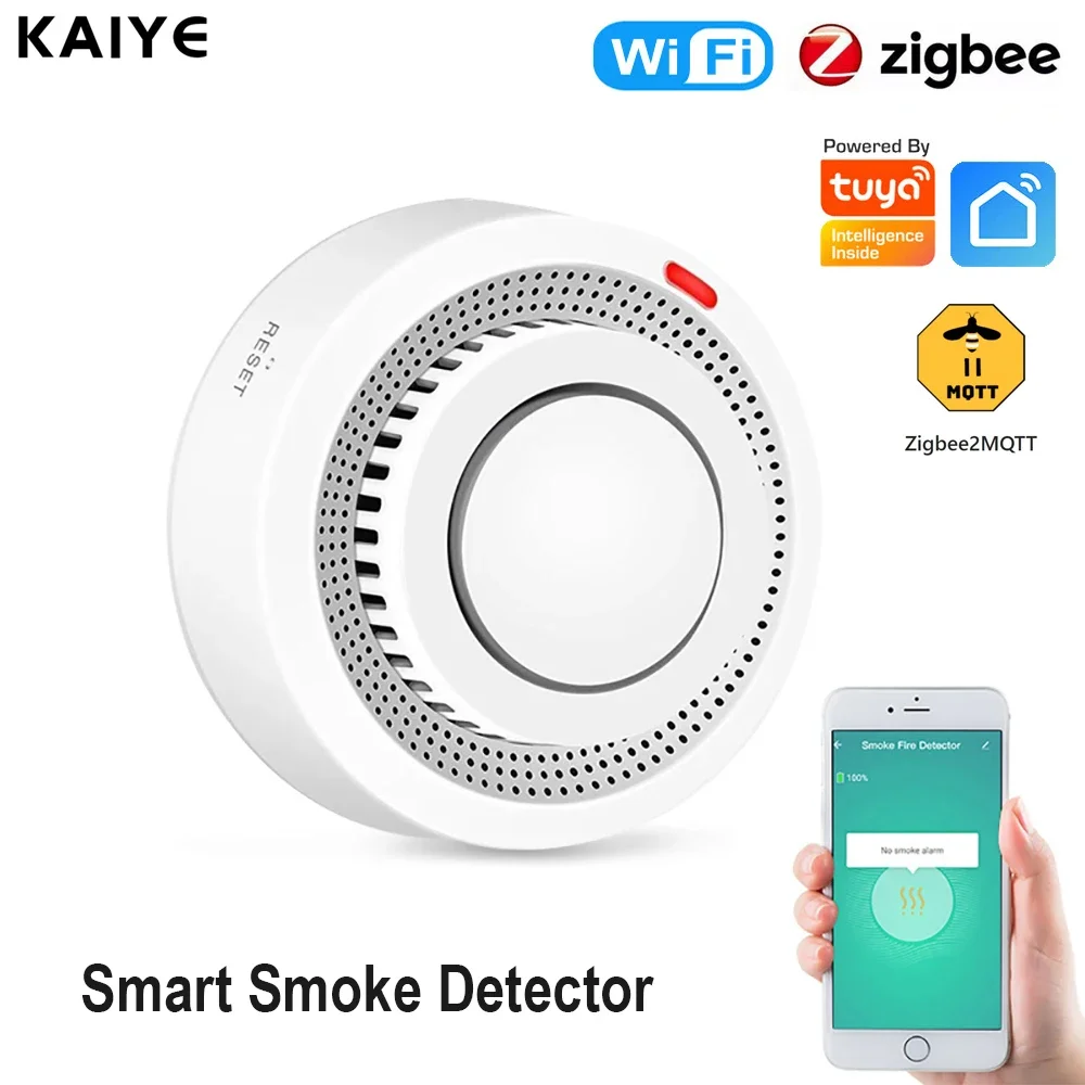 Wifi/Zigbee Tuya Smart Smoke Detector Sensor Wireless Fire Protection ...