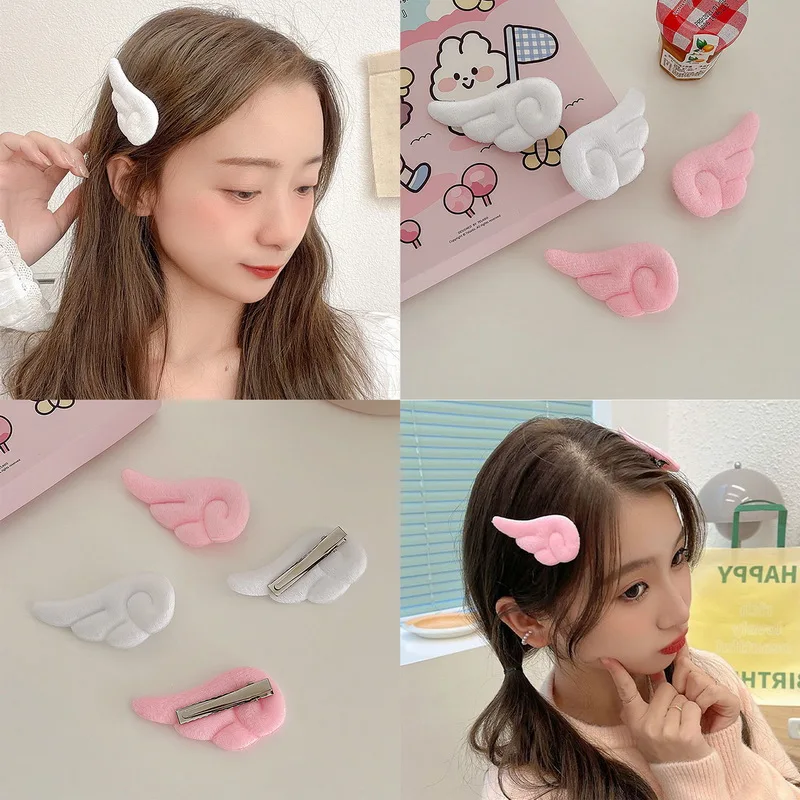 Sweet-Angel-Wing-Hair-Clips-Girl-Bangs-Clip-Cute-Plush-Clips-Simple ...