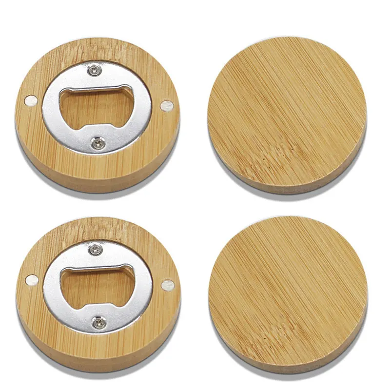 40Pcs-Wooden-Round-Shape-Bottle-Opener-Coaster-Fridge-Magnet-Beer ...