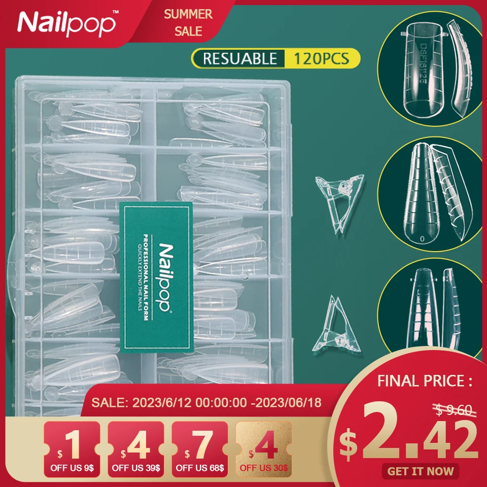 Nailpop Extension False Nail Tips Acrylic Sculpted Full Cover Fake Nail ...