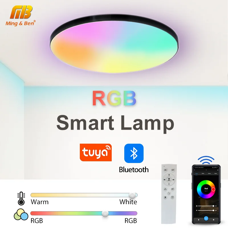 TUYA Smart LED Ceiling Light RGB Dimming 2.4G Remote Control Bluetooth ...