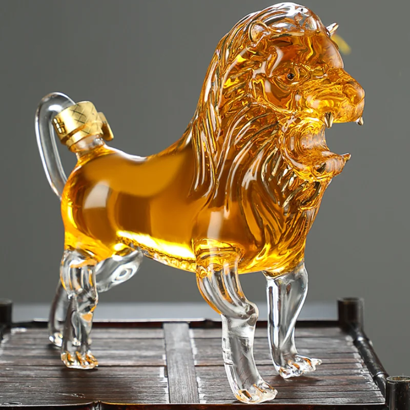 Lion-Tiger-Shaped-Handmade-Wine-Bottle-High-Borosilicate-Glass-Wine ...