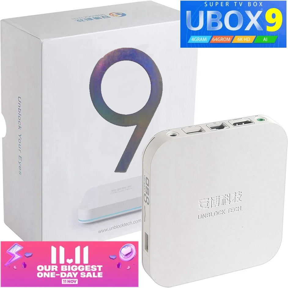Unblock Tech UBOX9 프로 베스트 미디어 플레이어, 듀얼 wifi ai 음성 4GB 64GB 한국 일본 캐나다 ...