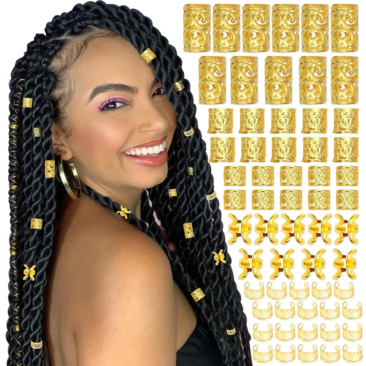 50pcs-Dreadlock-Hair-Rings-Stylish-Alloy-Hair-Accessories-Loc-Hair ...