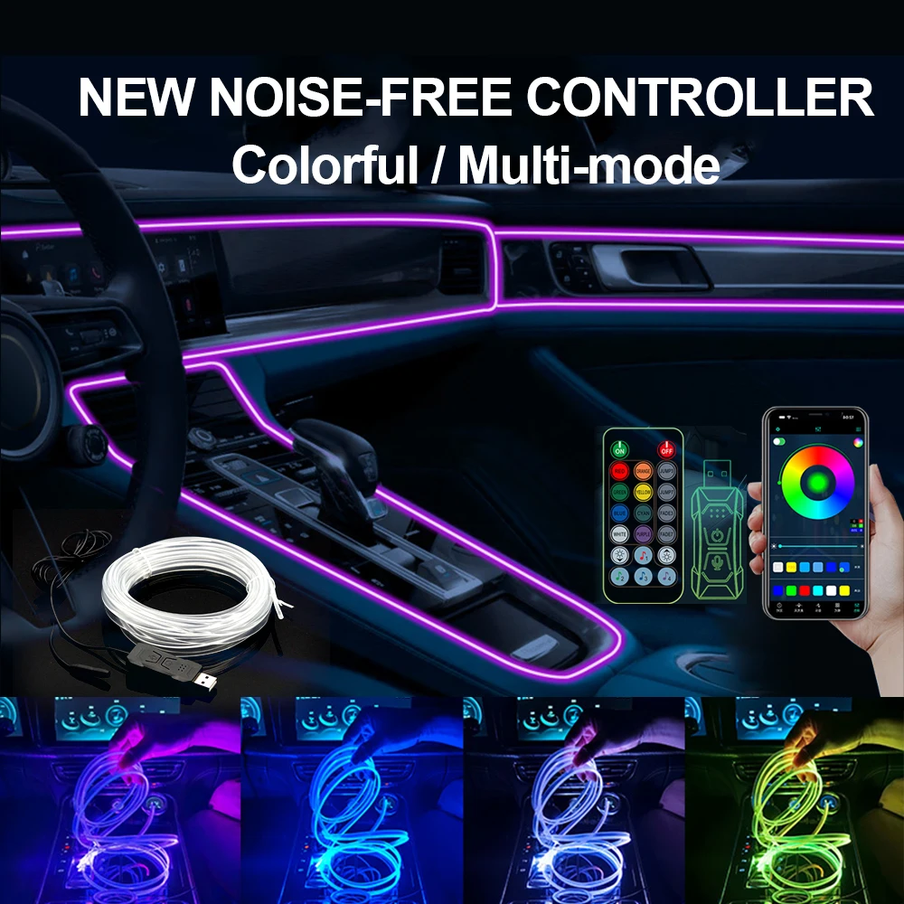 1m2m3m4m5m6m7m8m-RGB-LED-Light-Strip-For-Car-Interior-Support-APP ...